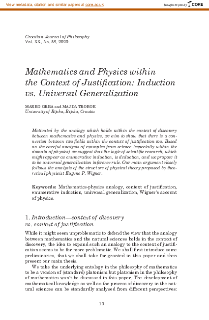 (PDF) Mathematics and Physics within the Context of Justification ...