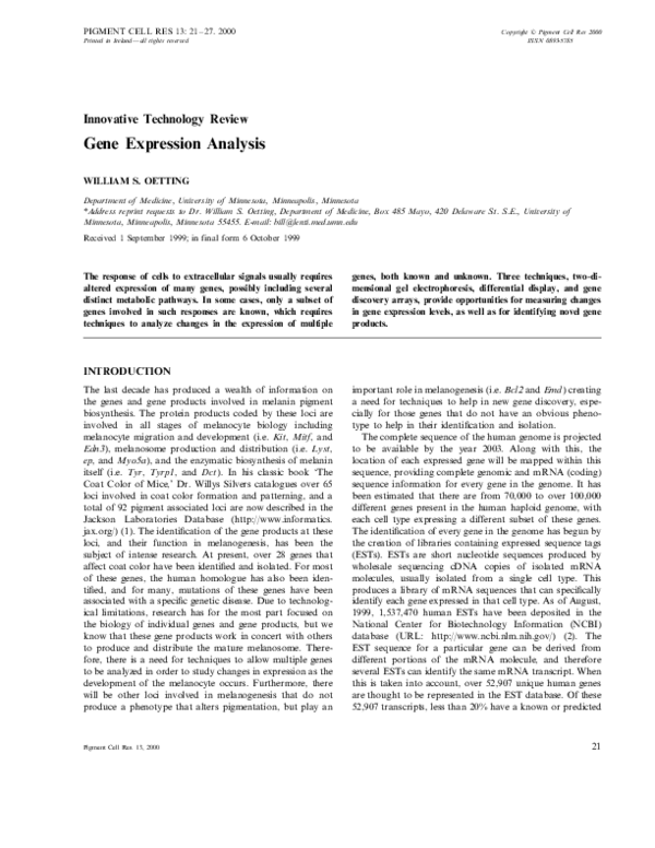 (PDF) Gene Expression Analysis