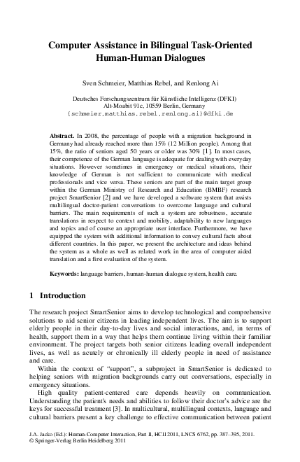(PDF) Computer Assistance in Bilingual Task-Oriented Human-Human Dialogues