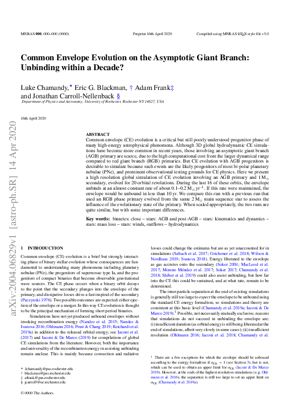 (PDF) Common envelope evolution on the asymptotic giant branch ...