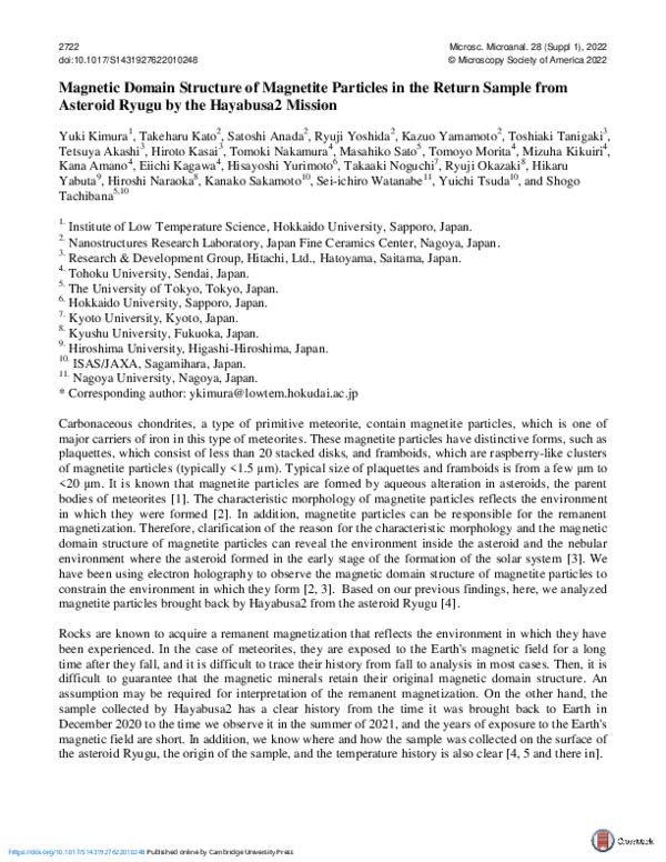 (PDF) Magnetic Domain Structure of Magnetite Particles in the Return ...