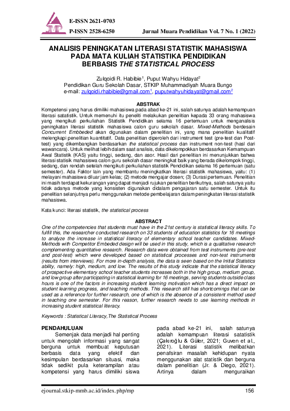 (PDF) Analisis Peningkatan Literasi Statistik Mahasiswa pada Mata Kuliah Statistika Pendidikan ...