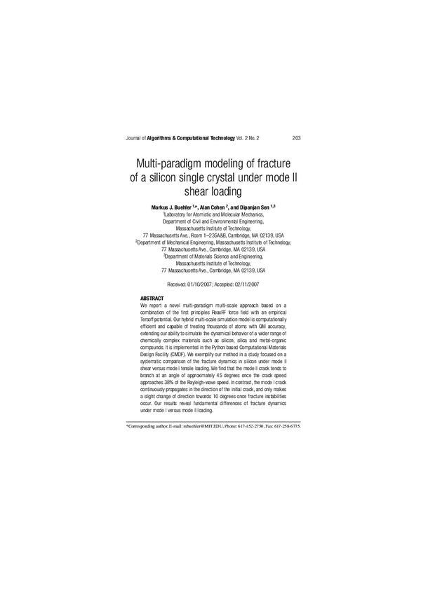 (PDF) Multi-paradigm modeling of fracture of a silicon single crystal under mode II shear loading