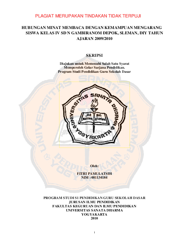 (PDF) Hubungan minat membaca dengan kemampuan mengarang siswa kelas IV SD Gambiranom Depok ...