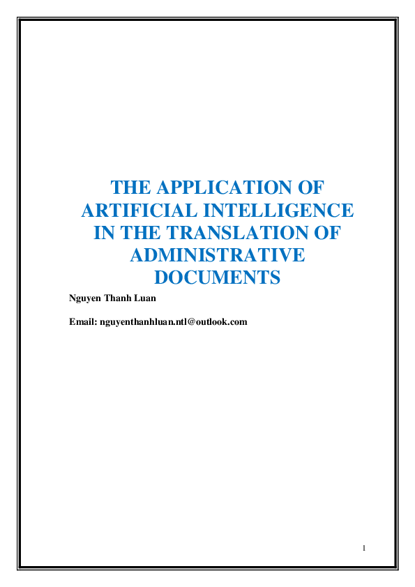 Pdf The Application Of Artificial Intelligence In The Translation Of