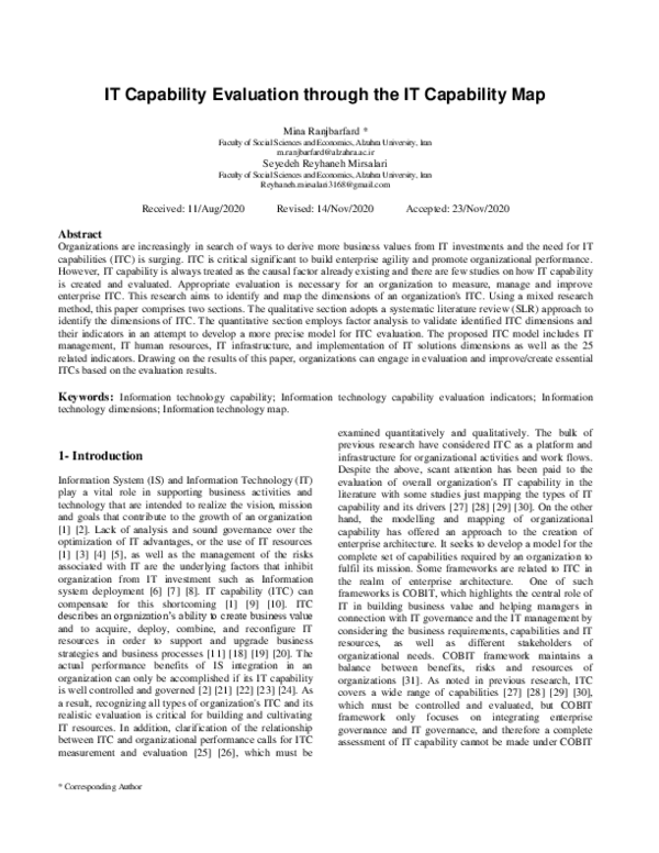 (PDF) IT Capability Evaluation through the IT Capability Map