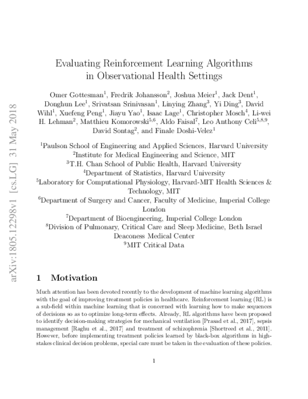 (PDF) Evaluating Reinforcement Learning Algorithms in Observational ...