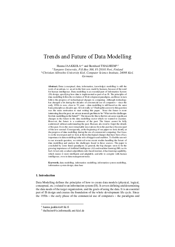 (PDF) Trends and Future of Data Modelling