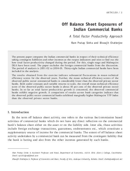 (PDF) Off Balance Sheet Exposures of Indian Commercial Banks