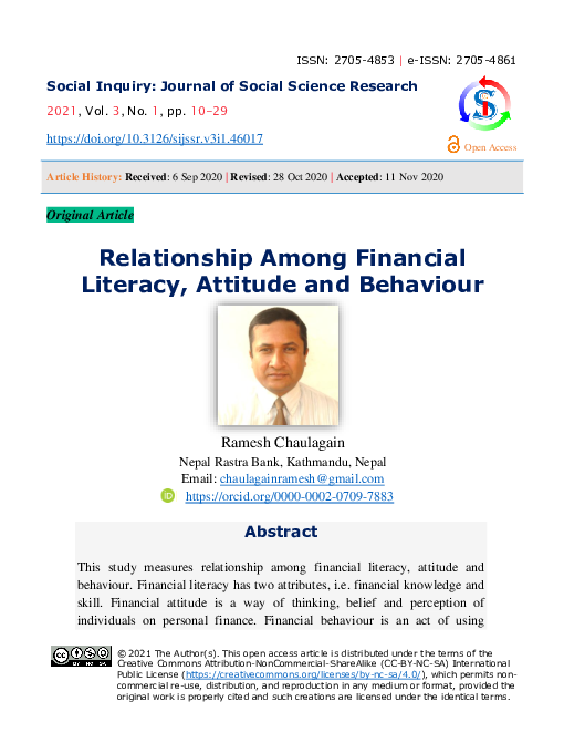 (PDF) Relationship Among Financial Literacy, Attitude and Behaviour