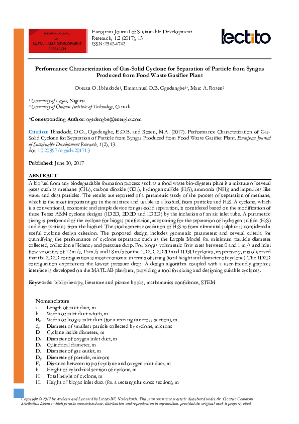 (PDF) Performance Characterization of Gas-Solid Cyclone for Separation ...
