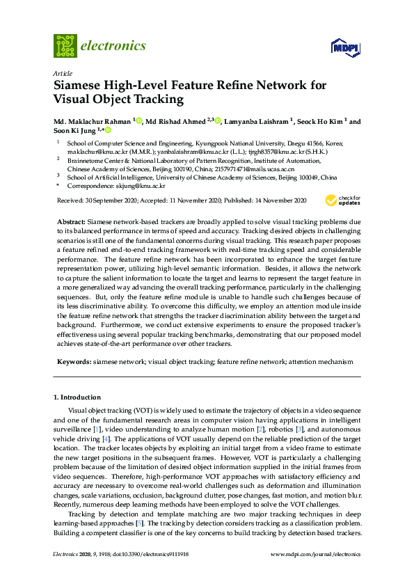 Pdf Siamese High Level Feature Refine Network For Visual Object Tracking