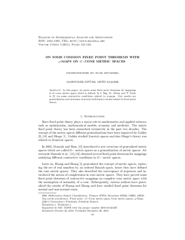 (PDF) On Some Common Fixed Point Theorems with Φ-Maps on G−cone Metric ...