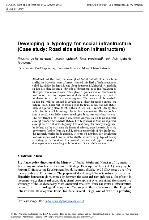 (PDF) Developing a typology for social infrastructure (Case study: Road ...