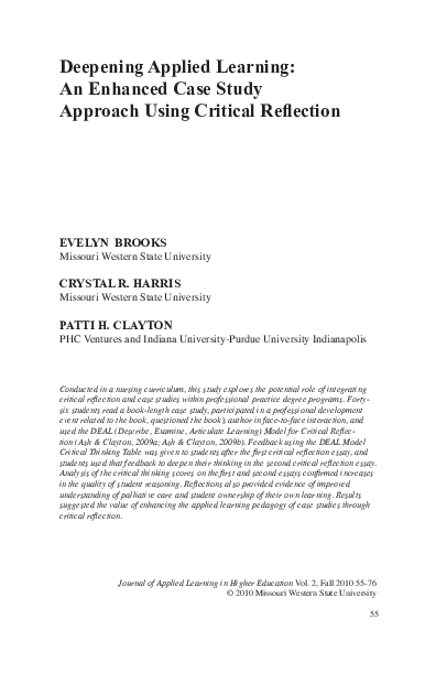 (PDF) Deepening applied learning: an enhanced case study approach using ...