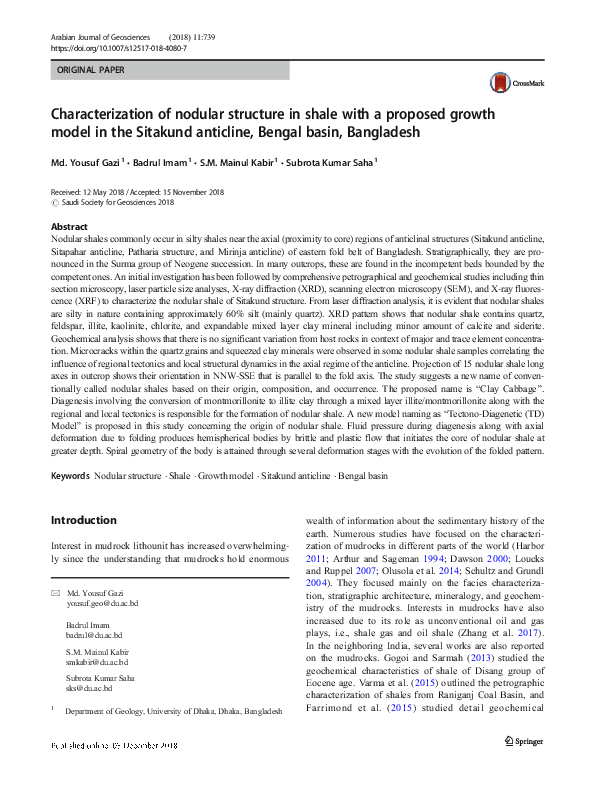 Pdf Characterization Of Nodular Structure In Shale With A Proposed Growth Model In The