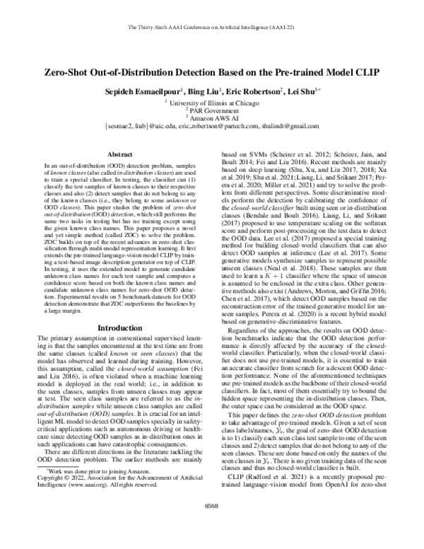 (PDF) Zero-Shot Out-of-Distribution Detection Based on the Pre-trained Model CLIP