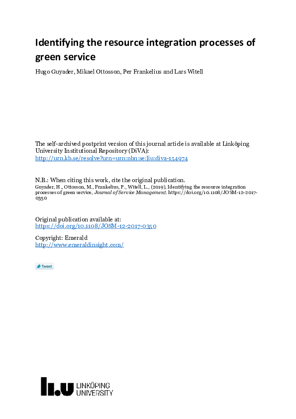 (PDF) Identifying the resource integration processes of green service