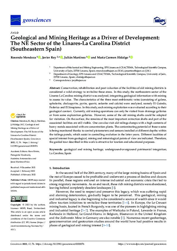 (PDF) Geological and Mining Heritage as a Driver of Development: The NE ...