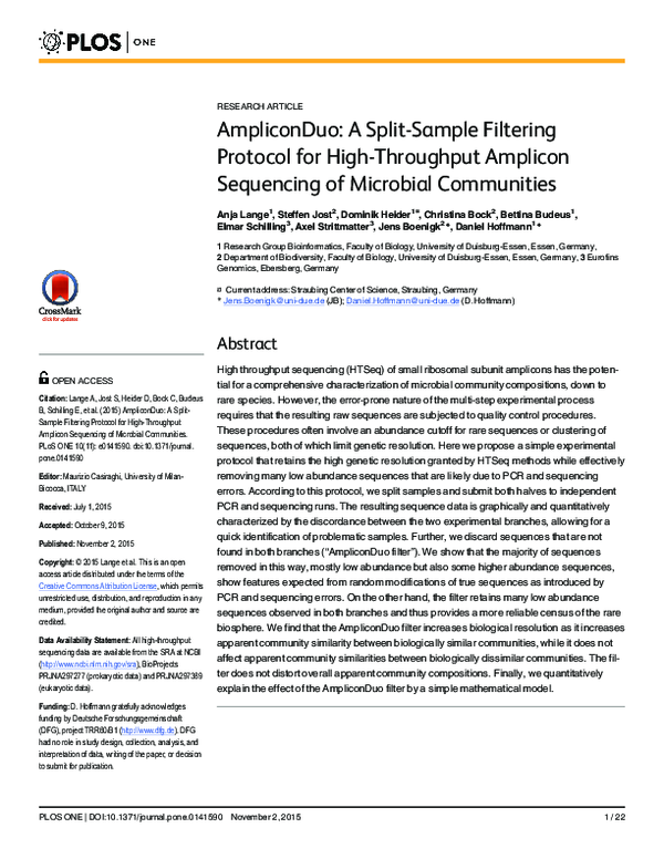 (PDF) AmpliconDuo: A Split-Sample Filtering Protocol for High ...