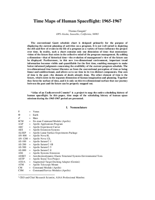 (PDF) Time Maps of Human Spaceflight: 1965-1967 | Thomas Gangale ...