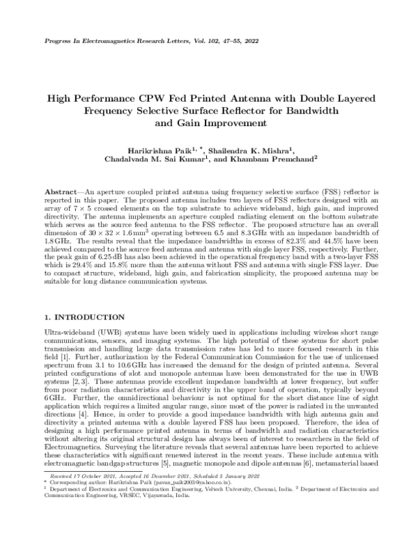 (PDF) High Performance CPW Fed Printed Antenna with Double Layered ...