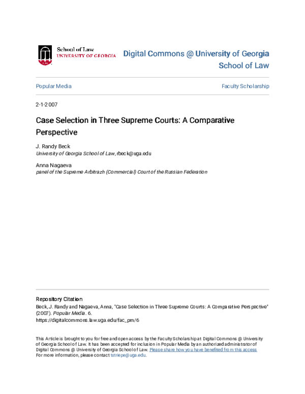 (PDF) Case Selection in Three Supreme Courts: A Comparative Perspective ...