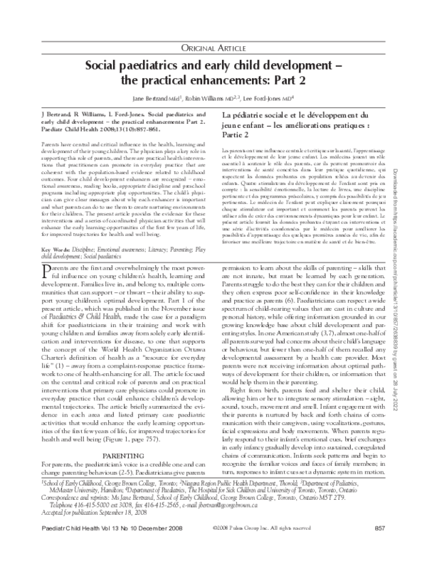 (PDF) Social paediatrics and early child development – the practical ...