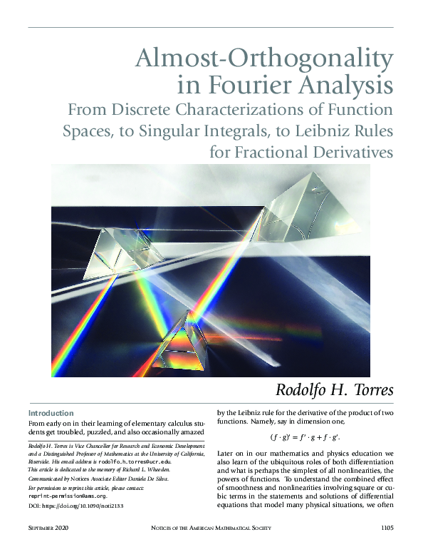 (PDF) Almost-Orthogonality in Fourier Analysis
