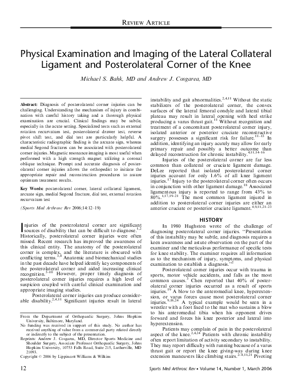 (PDF) Physical Examination and Imaging of the Lateral Collateral ...