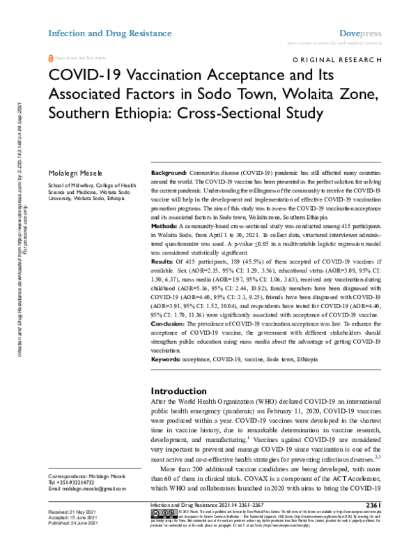 (PDF) COVID-19 Vaccination Acceptance and Its Associated Factors in ...