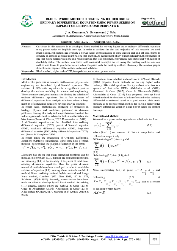 (PDF) Hybrid Power Series Method for ODEs