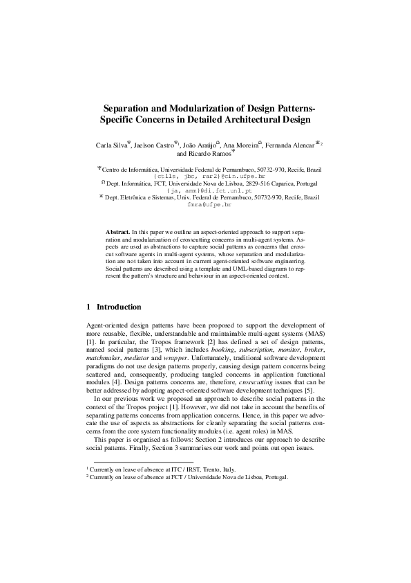 (PDF) Separation and Modularization of Design Patterns-Specific Concerns in Detailed ...