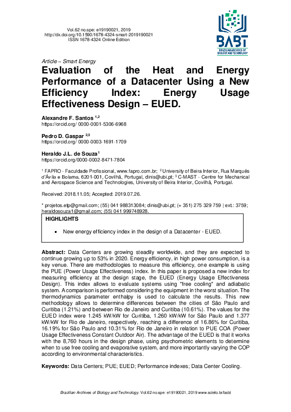 (PDF) Evaluation of the Heat and Energy Performance of a Datacenter Using a New Efficiency Index ...