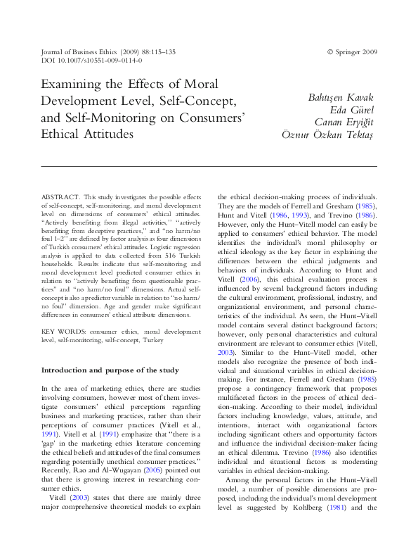 (PDF) Examining the Effects of Moral Development Level, Self-Concept ...