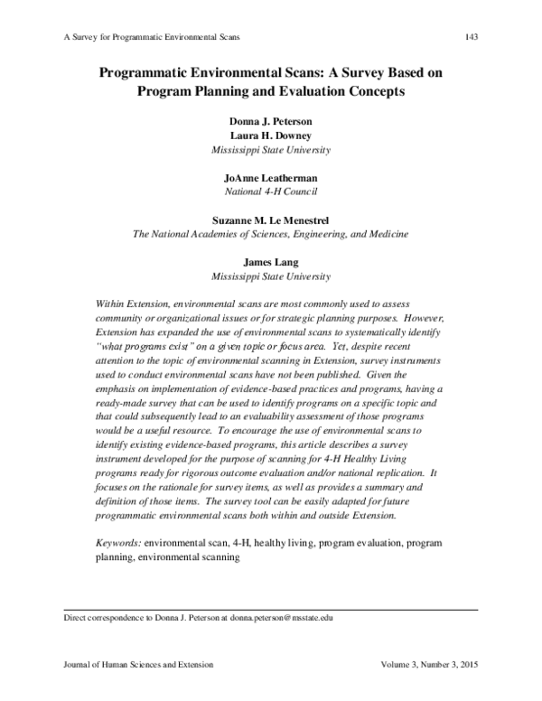 (PDF) Programmatic Environmental Scans: A Survey Based on Program ...
