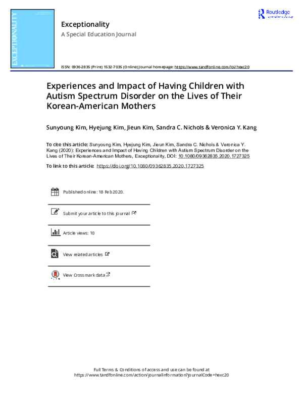 (PDF) Experiences and Impact of Having Children with Autism Spectrum ...