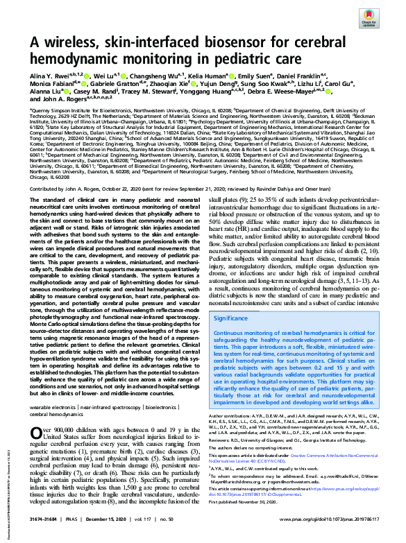 (PDF) A wireless, skin-interfaced biosensor for cerebral hemodynamic ...