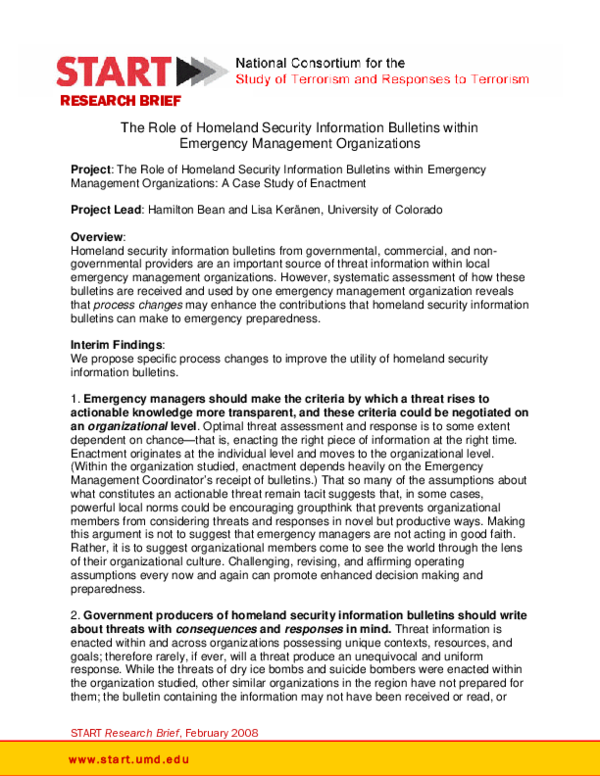(PDF) The Role of Homeland Security Information Bulletins within ...