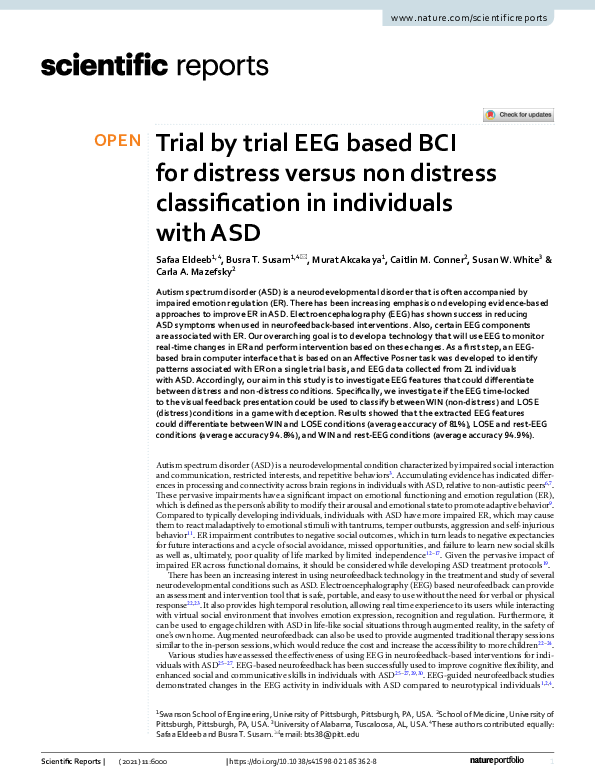 (PDF) Trial by trial EEG based BCI for distress versus non distress ...