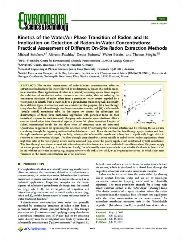 (PDF) Kinetics of the Water/Air Phase Transition of Radon and Its Implication on Detection of ...