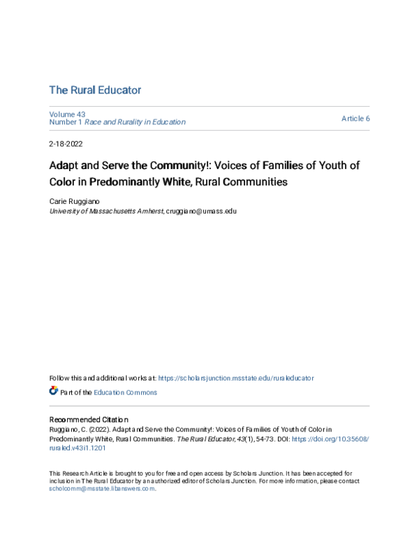(PDF) Adapt and Serve the Community!: Voices of Families of Youth of ...
