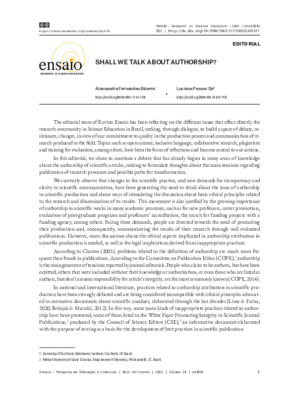 (PDF) Shall We Talk About Authorship? | Alessandra Bizerra - Academia.edu