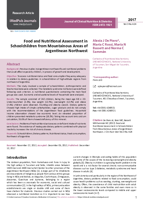 (PDF) Food and Nutritional Assessment in Schoolchildren from ...