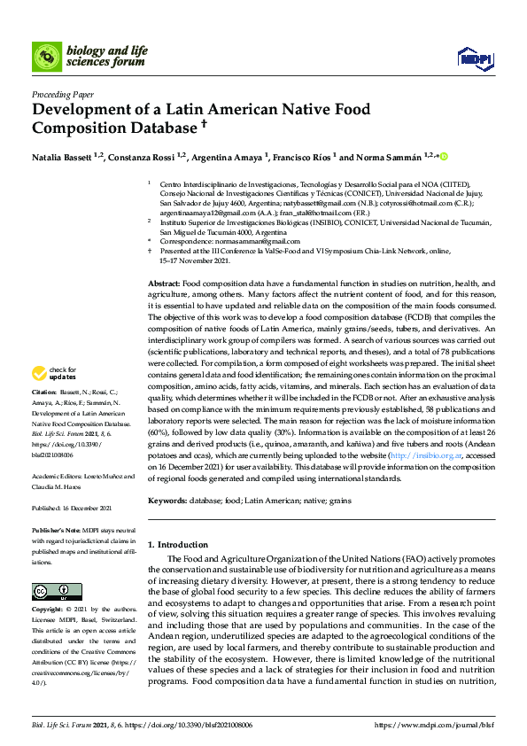 (PDF) Development of a Latin American Native Food Composition Database ...