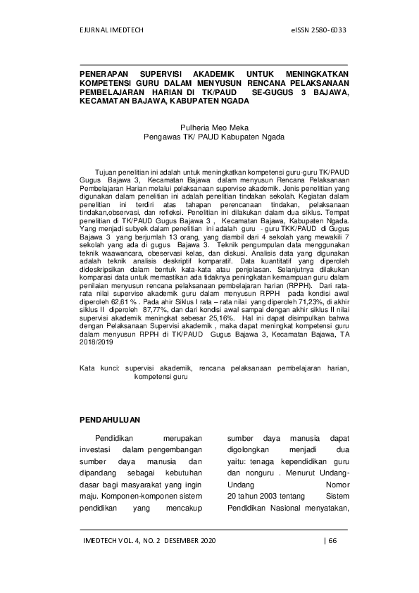 (PDF) Penerapan Supervisi Akademik Untuk Meningkatkan Kompetensi Guru Dalam Menyusun Rencana ...