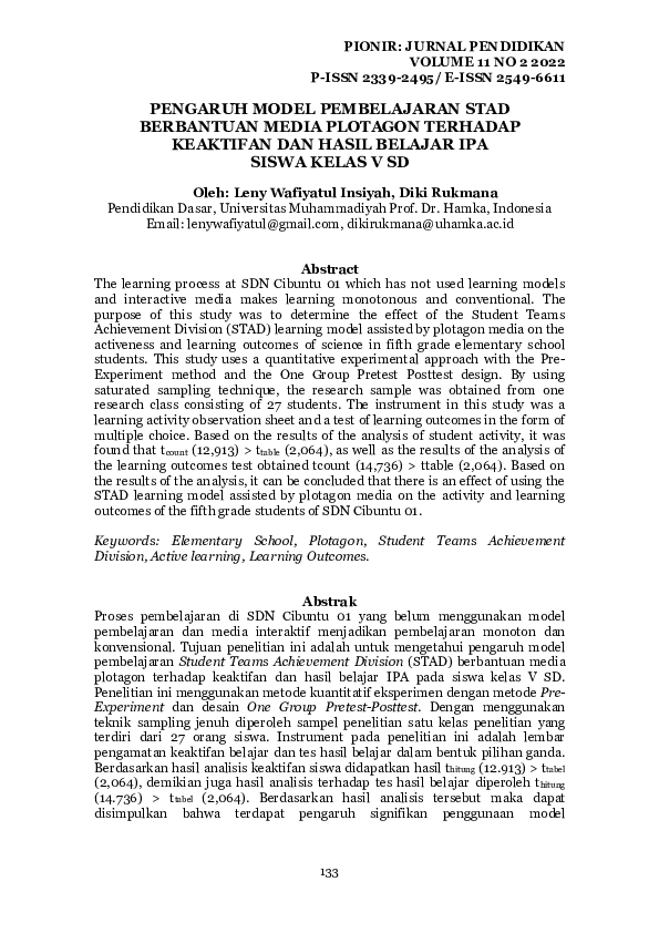 (PDF) Pengaruh Model Pembelajaran Stad Berbantuan Media Plotagon Terhadap Keaktifan Dan Hasil ...