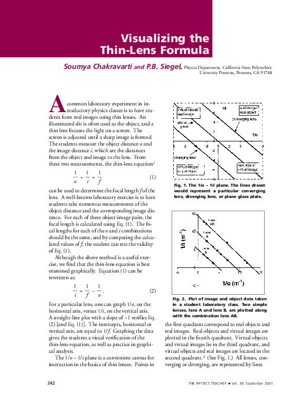 (PDF) Visualizing the thin-lens formula