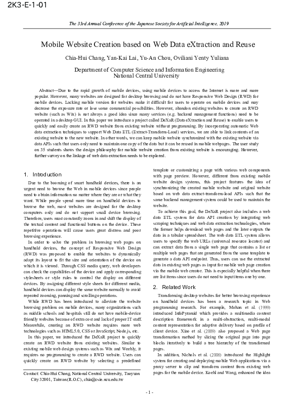 (PDF) Mobile Website Creation based on Web Data eXtraction and Reuse