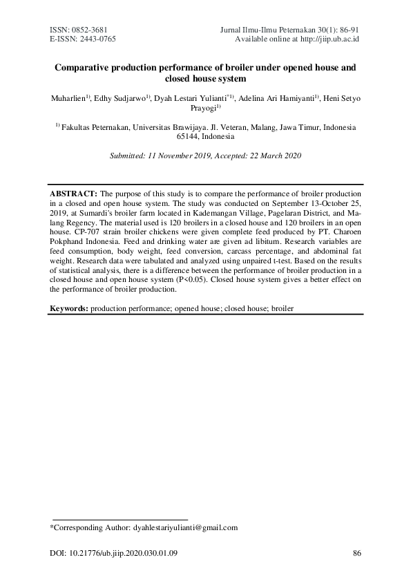 (PDF) Comparative production performance of broiler under opened house ...
